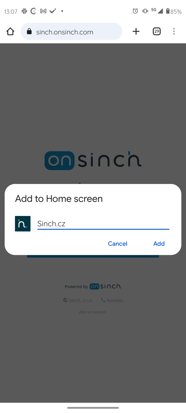 Step-by-Step: Get OnSinch Web App on Your Mobile Home Screen